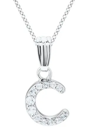 MIGNONETTE White Topaz Pavé Initial Pendant Necklace Silver - C