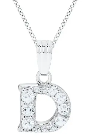 MIGNONETTE White Topaz Pavé Initial Pendant Necklace Silver - D