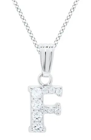 MIGNONETTE White Topaz Pavé Initial Pendant Necklace Silver - F