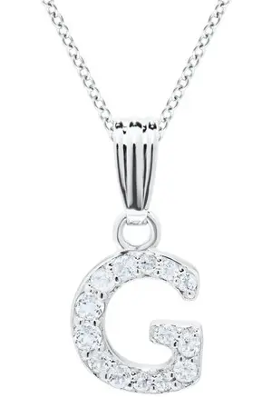 MIGNONETTE White Topaz Pavé Initial Pendant Necklace Silver - G