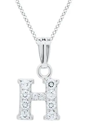 MIGNONETTE White Topaz Pavé Initial Pendant Necklace Silver - H