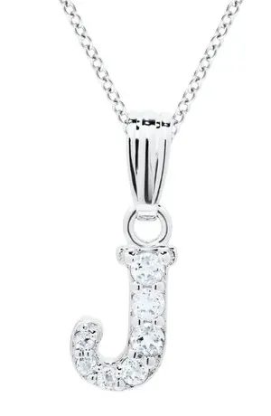 MIGNONETTE White Topaz Pavé Initial Pendant Necklace Silver - J