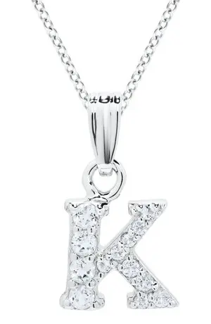 MIGNONETTE White Topaz Pavé Initial Pendant Necklace Silver - K