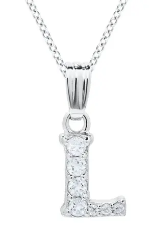 MIGNONETTE White Topaz Pavé Initial Pendant Necklace Silver - L