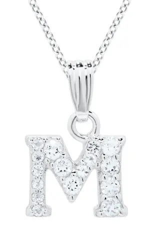 MIGNONETTE White Topaz Pavé Initial Pendant Necklace Silver - M