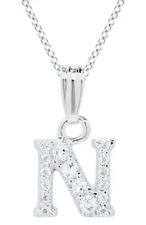 MIGNONETTE White Topaz Pavé Initial Pendant Necklace Silver - N