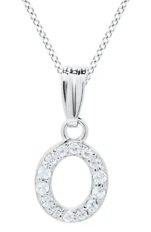 MIGNONETTE White Topaz Pavé Initial Pendant Necklace Silver - O