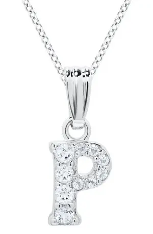 MIGNONETTE White Topaz Pavé Initial Pendant Necklace - Silver - P