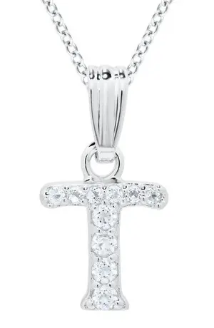 MIGNONETTE White Topaz Pavé Initial Pendant Necklace Silver - T