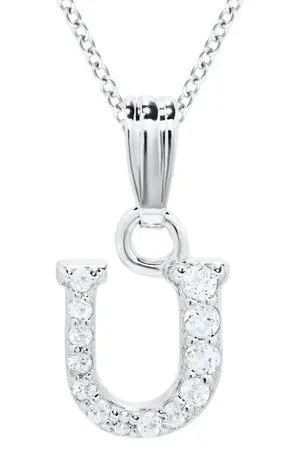 MIGNONETTE White Topaz Pavé Initial Pendant Necklace Silver - U