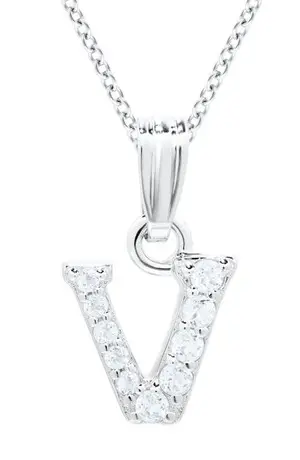 MIGNONETTE White Topaz Pavé Initial Pendant Necklace Silver - V