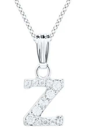 MIGNONETTE White Topaz Pavé Initial Pendant Necklace Silver -z
