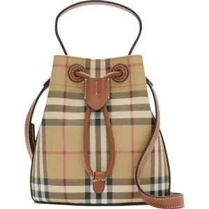 Burberry Mini Check Bucket Bag - Vintage Check/ Briar Brown