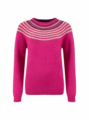 WEIRD FISH Sinatra Patterned Knit Sweater - Gerbera