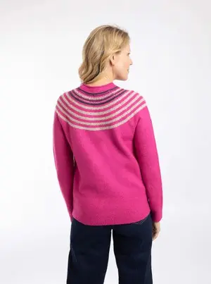 WEIRD FISH Sinatra Patterned Knit Sweater - Gerbera