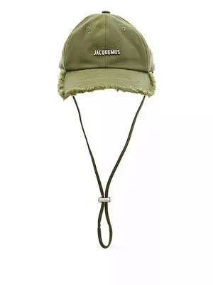Jacquemus Fringed Topstitched Cap - Green