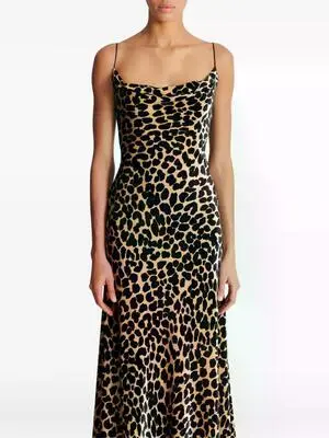 Balmain Leopard-print Velvet Midi Dress - Neutrals