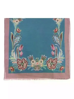 Etro Floral-print Scarf - Blue