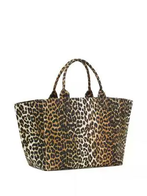GANNI Leopard-print Xxl Tote Bag - Neutrals