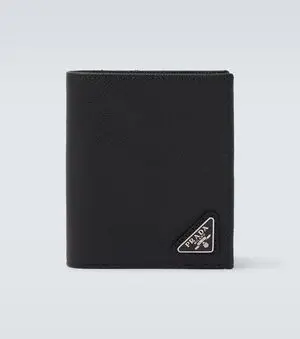 Prada Logo Saffiano Leather Wallet - Black