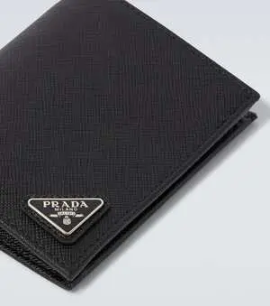 Prada Logo Saffiano Leather Wallet - Black