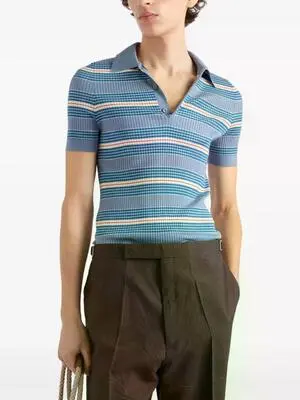 Prada Ribbed Cotton Polo Shirt