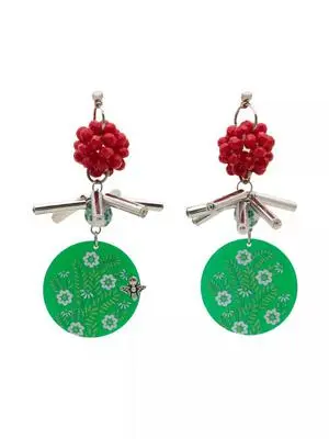 AMIR SLAMA Charm-appliqué Drop Earrings - Green