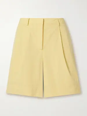 TWP Cisco Pleated Cotton-poplin Shorts