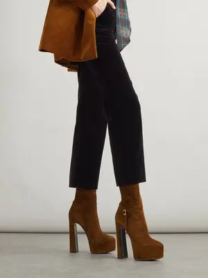 Saint Laurent Nico Buckled Suede Platform Boots