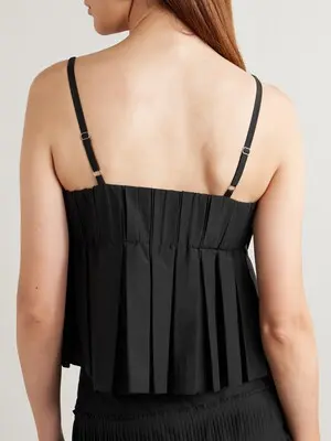Theory Pleated Cotton-blend Poplin Camisole