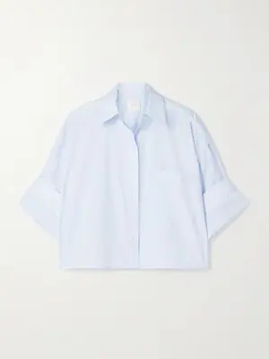 TWP Cropped Cotton-poplin Shirt - Blue