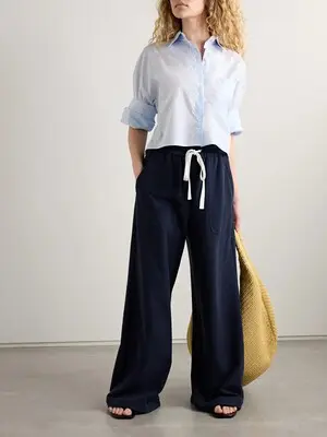 TWP Cropped Cotton-poplin Shirt - Blue