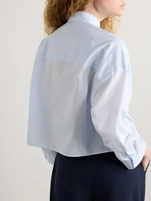 TWP Cropped Cotton-poplin Shirt - Blue