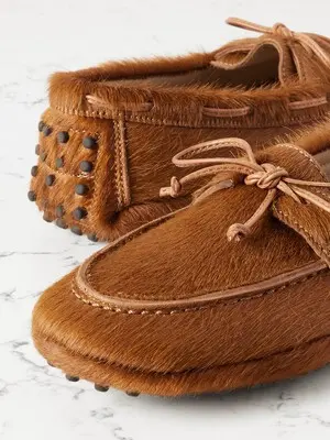 Le Monde Beryl Driver Calf Hair Loafers - Brown