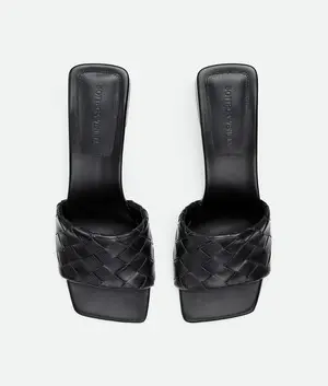 Bottega Veneta Intrecciato Leather Kitten-heel Mule Sandal - Black