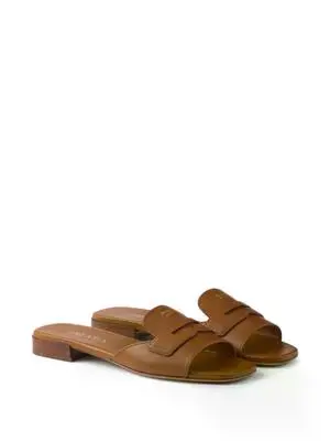 Prada Leather Slides With Logo Detail