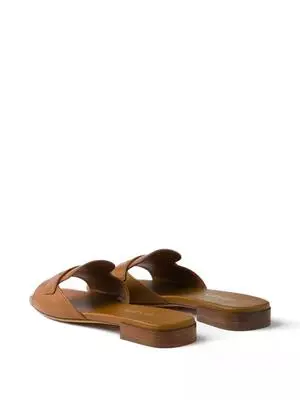 Prada Leather Slides With Logo Detail