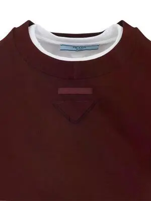 Prada Layered Triangle Logo Jersey T-shirt - Red