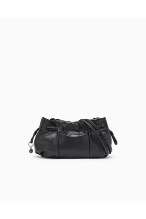 Emporio Armani Nappa-leather Drawstring Shoulder Bag - Black