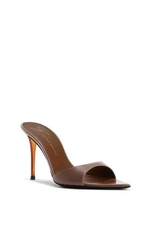 GIUSEPPE ZANOTTI Intriigo 90 Leather Mule Sandals - Brown