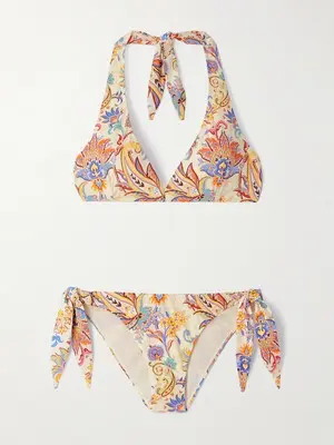 Etro Halterneck Printed Bikini - Orange