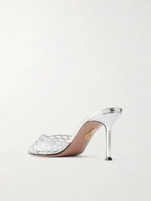 AQUAZZURA Lumiere Crystal-embellished Pvc Mules - Silver