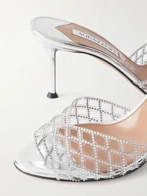 AQUAZZURA Lumiere Crystal-embellished Pvc Mules - Silver