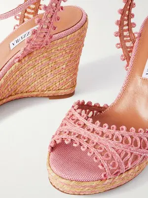 AQUAZZURA Kahlo Raffia Wedge Espadrilles - Pink