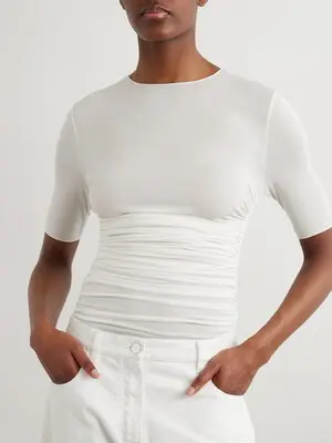 Alaïa Ruched Stretch-jersey T-shirt - White