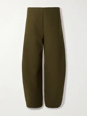 Alaïa Cotton-poplin Barrel-leg Pants - Green