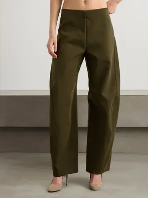 Alaïa Cotton-poplin Barrel-leg Pants - Green