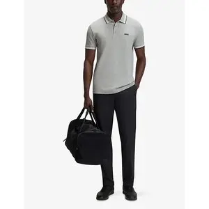 BOSS Paddy Embroidered-logo Cotton Piqué Polo Shirt - Silver