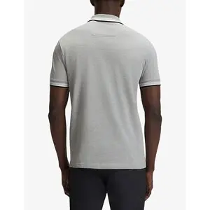 BOSS Paddy Embroidered-logo Cotton Piqué Polo Shirt - Silver