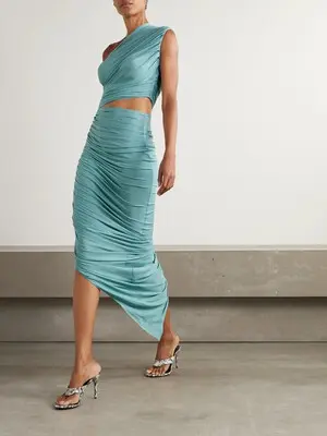 Alaïa One-shoulder Asymmetric Cutout Jersey Dress - Blue